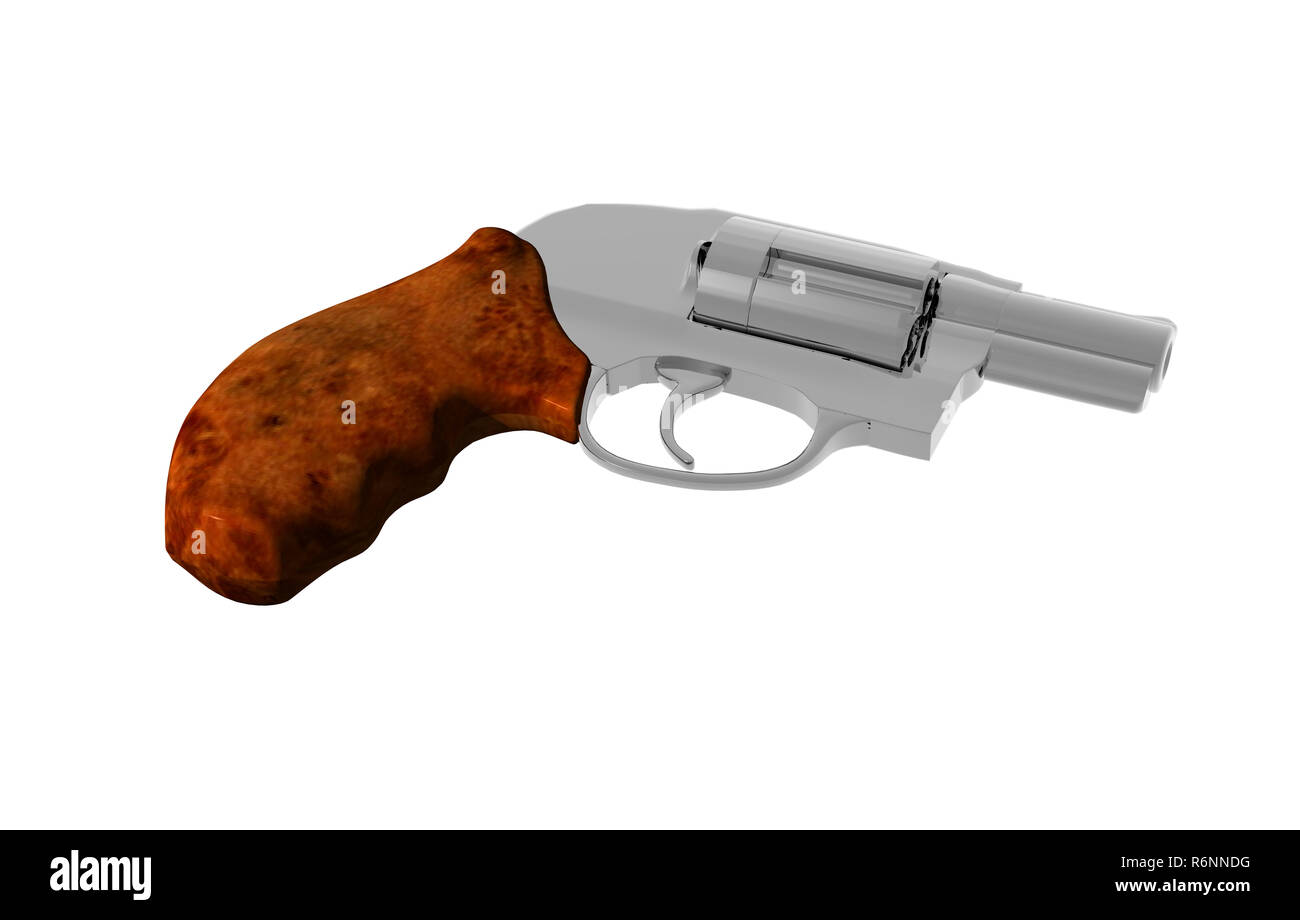 revolver with wooden handle Stock Photo - Alamy