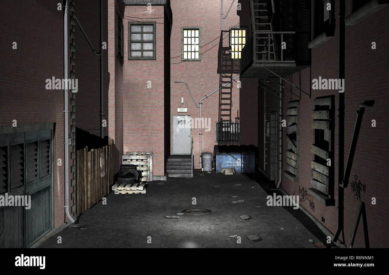 dirty backyard with brick buildings Stock Photo - Alamy