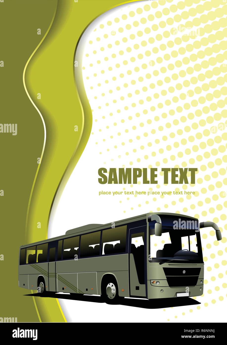 Abstract wave background with bus image. Vector illustration Stock ...