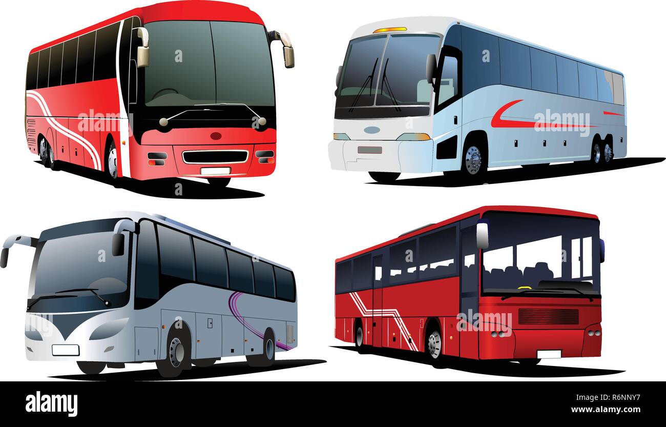 Four city buses. Coach. Vector illustration Stock Vector Image & Art ...