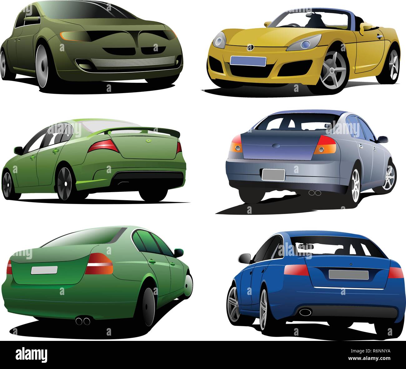 Six cars on the road. Vector illustration Stock Vector Image & Art - Alamy