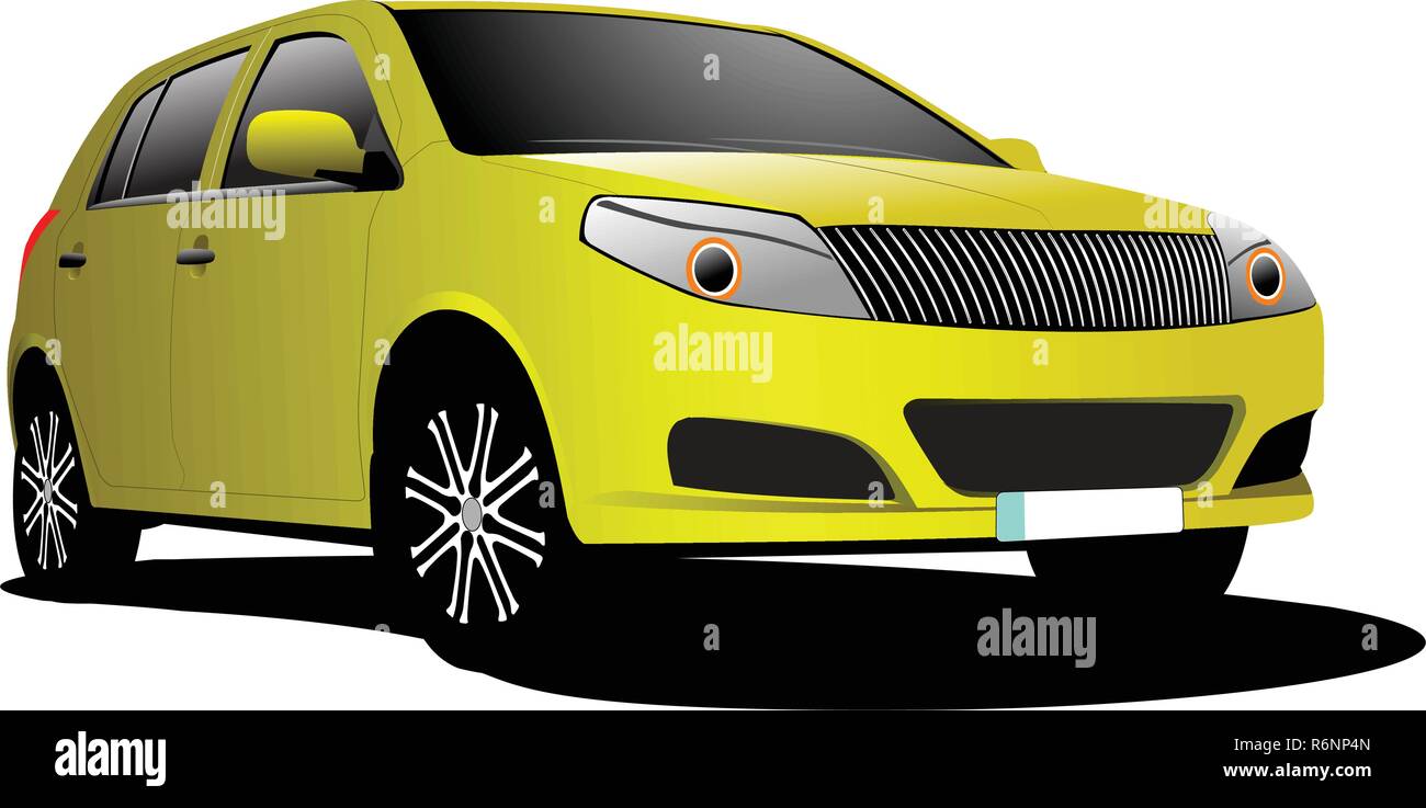 Yellow car sedan on the road. Vector illustration Stock Vector Image ...