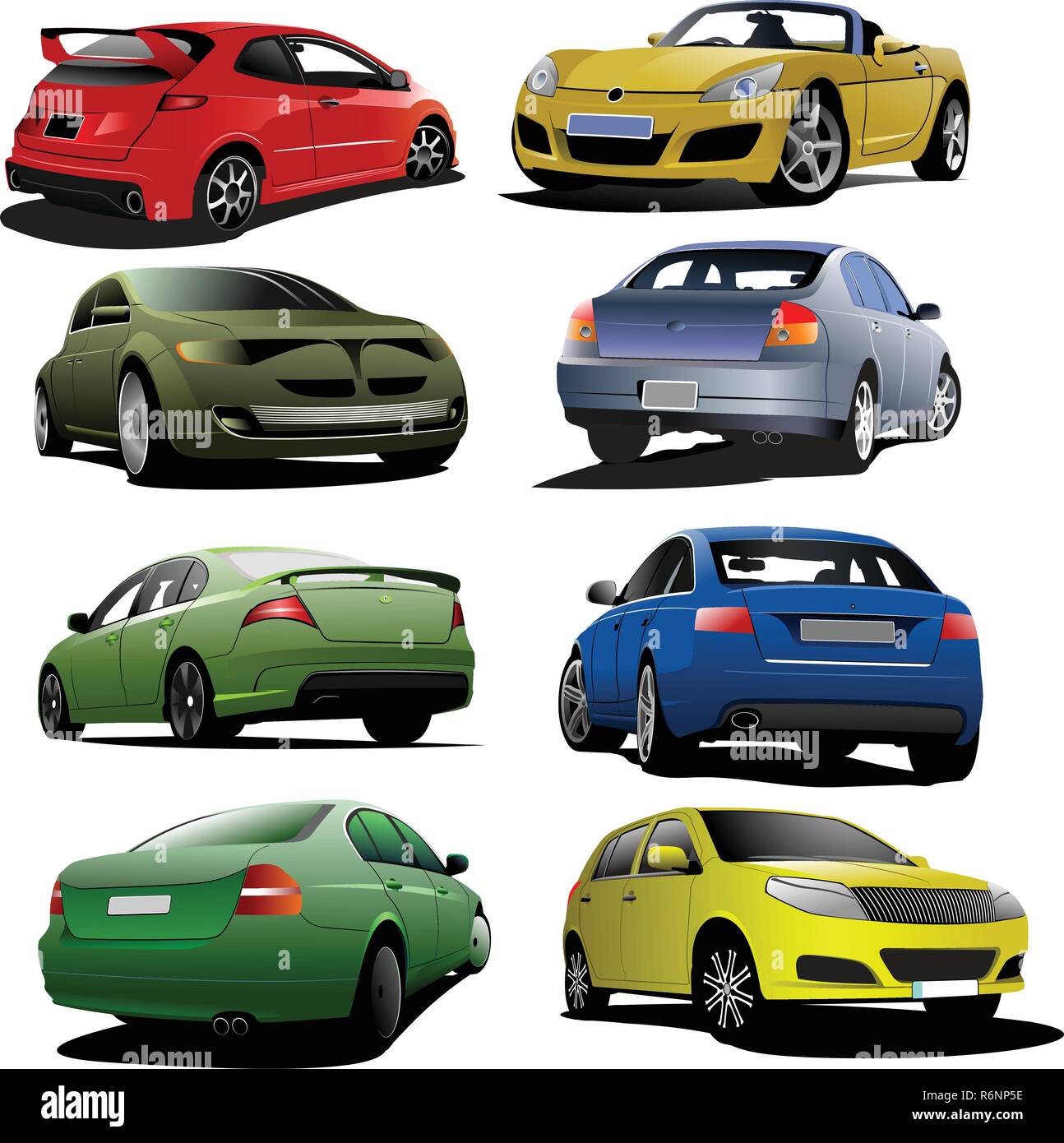 Eight cars on the road. Vector illustration Stock Vector Image & Art ...