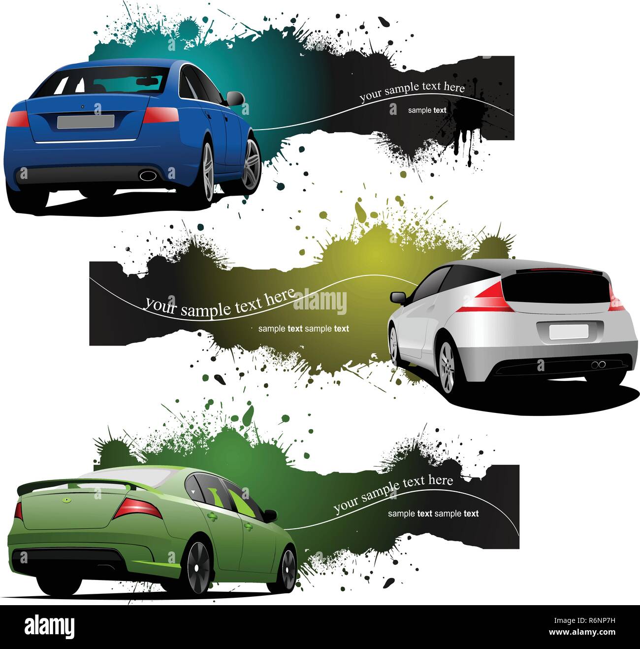 Three grunge Banners with cars. Vector illustration Stock Vector Image ...