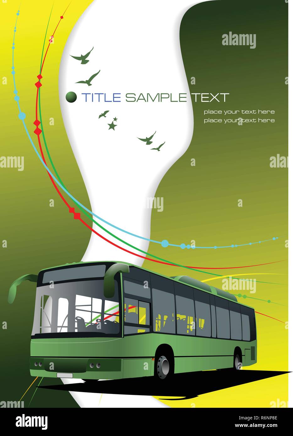 Abstract futuristic background with bus image. Vector illustration ...