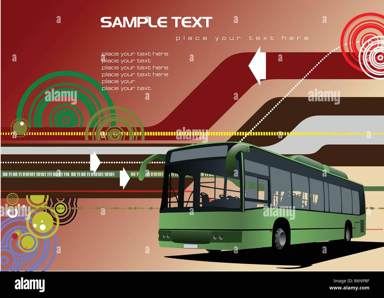Abstract hi-tech background with city bus image. Vector illustration ...