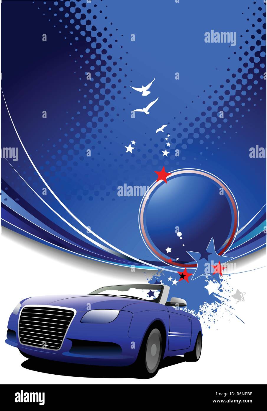 Blue abstract background with car image. Vector illustration Stock ...
