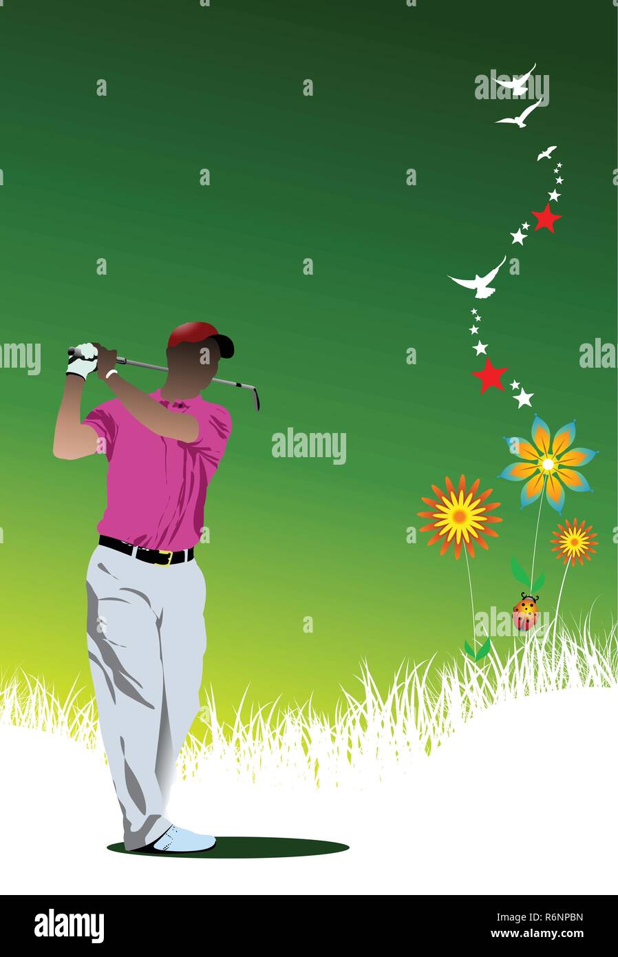 Golf player on summer background. Vector illustration Stock Vector ...