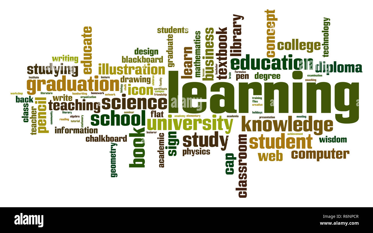 Learning word cloud Stock Photo - Alamy