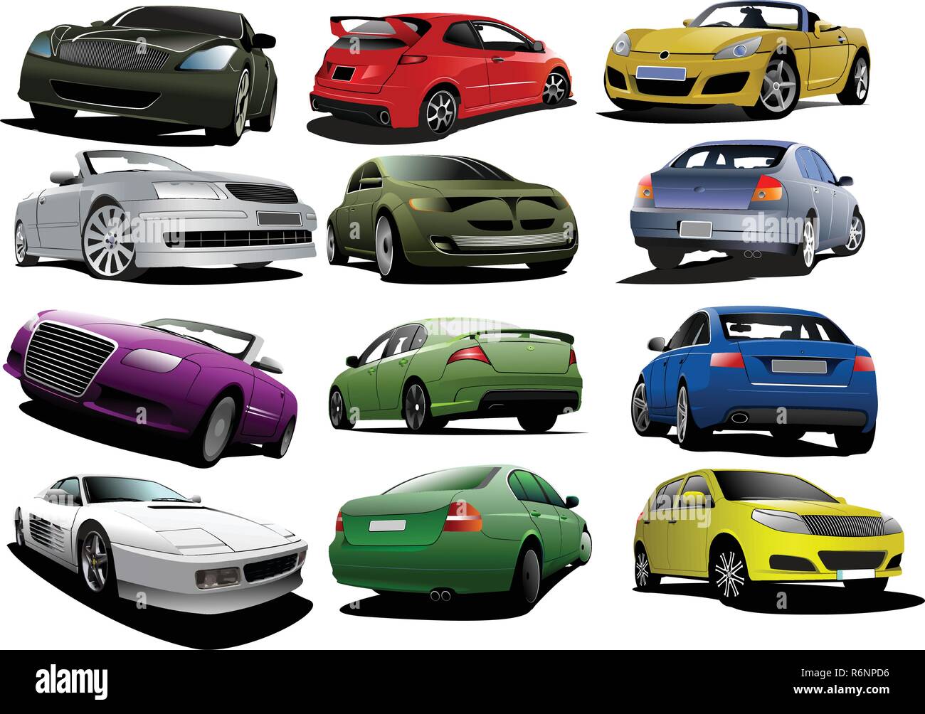 Set of 12 cars on the road. Vector illustration Stock Vector Image ...