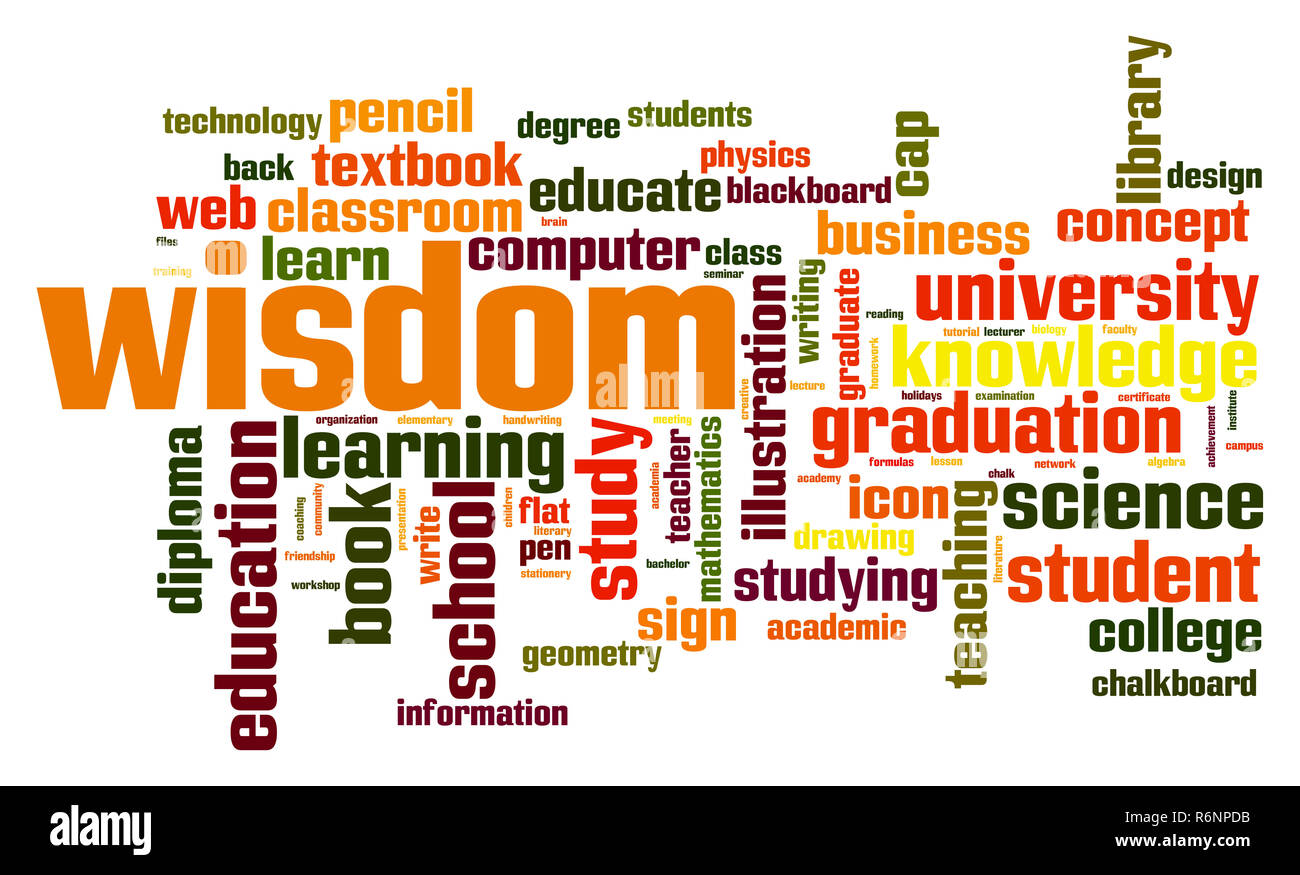 Wisdom word cloud Stock Photo - Alamy