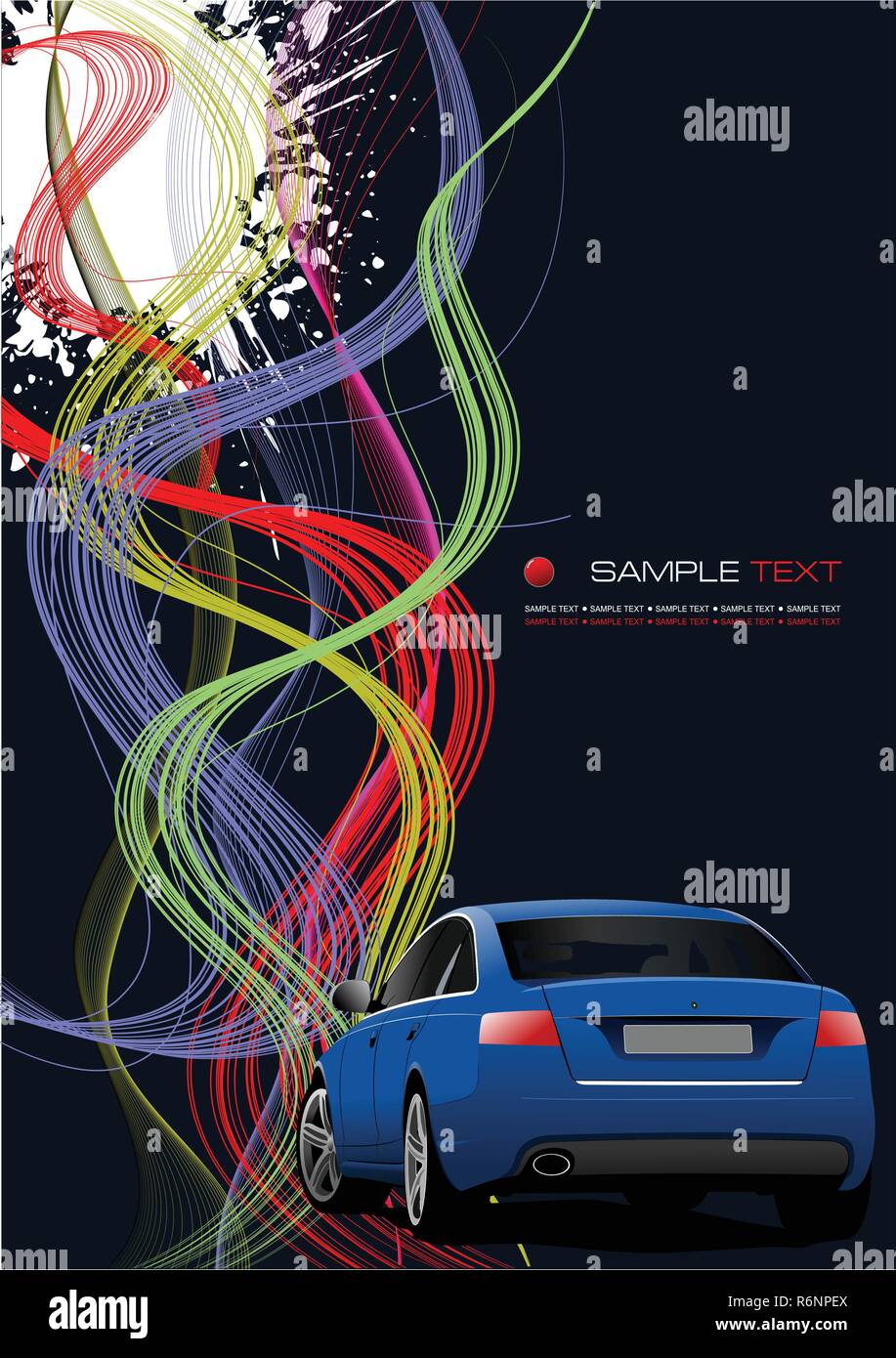 Grunge abstract wave background with blue car background. vector Stock ...