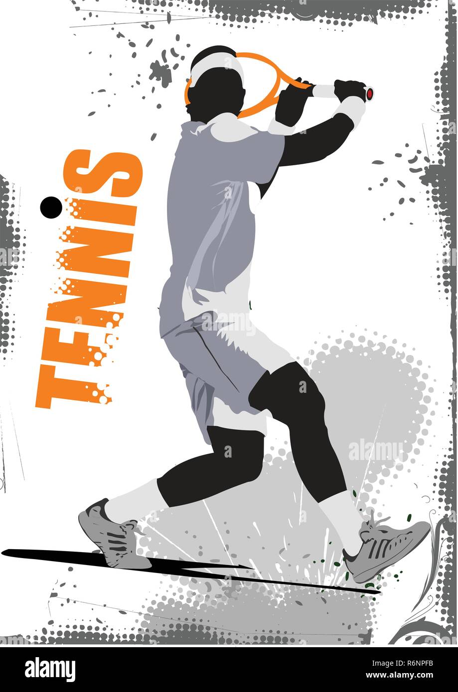 Tennis player poster. Colored Vector illustration for designers Stock ...