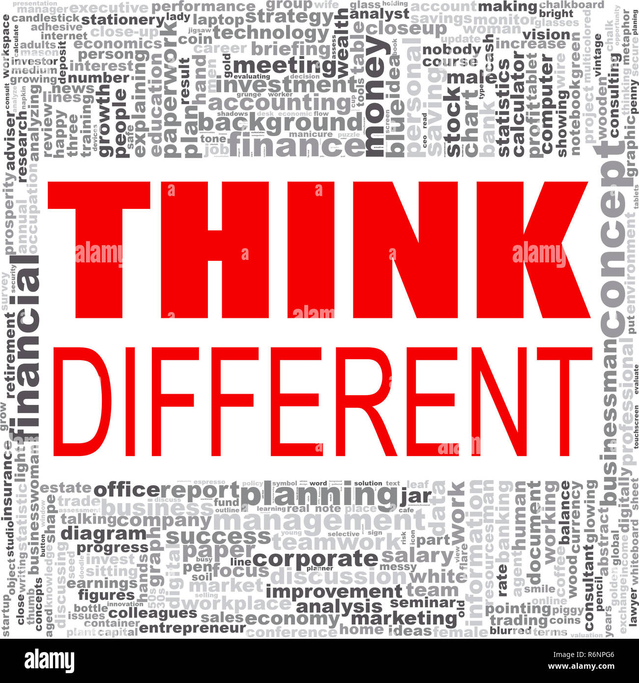 Think different word cloud Stock Photo - Alamy