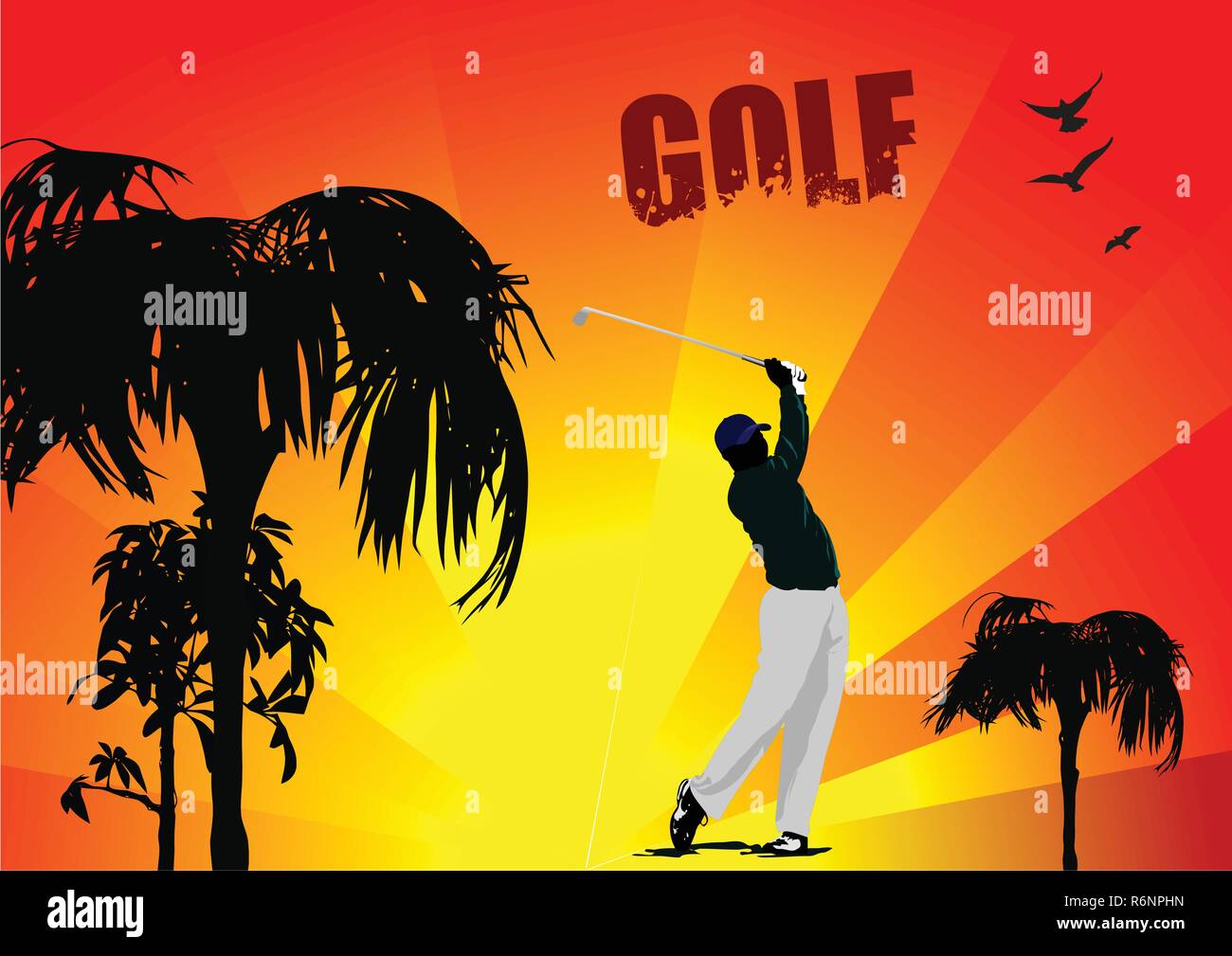 Poster with Golf players. Vector illustration Stock Vector Image & Art ...