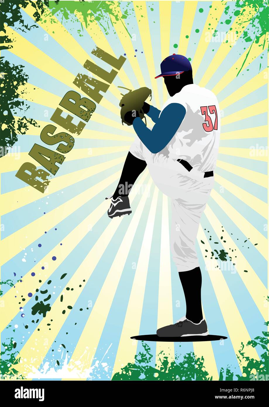 Baseball player poster. Vector illustration Stock Vector Image & Art ...