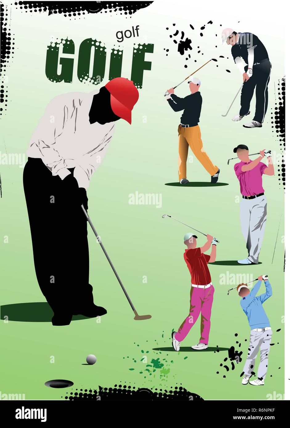 Poster with Golf players. Vector illustration Stock Vector Image & Art ...