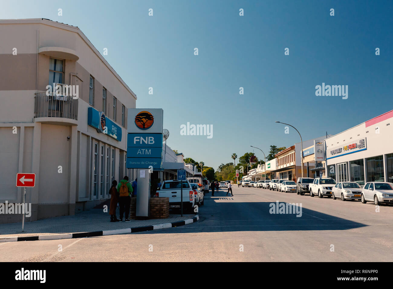 NAMIBIA, TSUMEB, MAY 12: Ordinary people on typical african street with ...