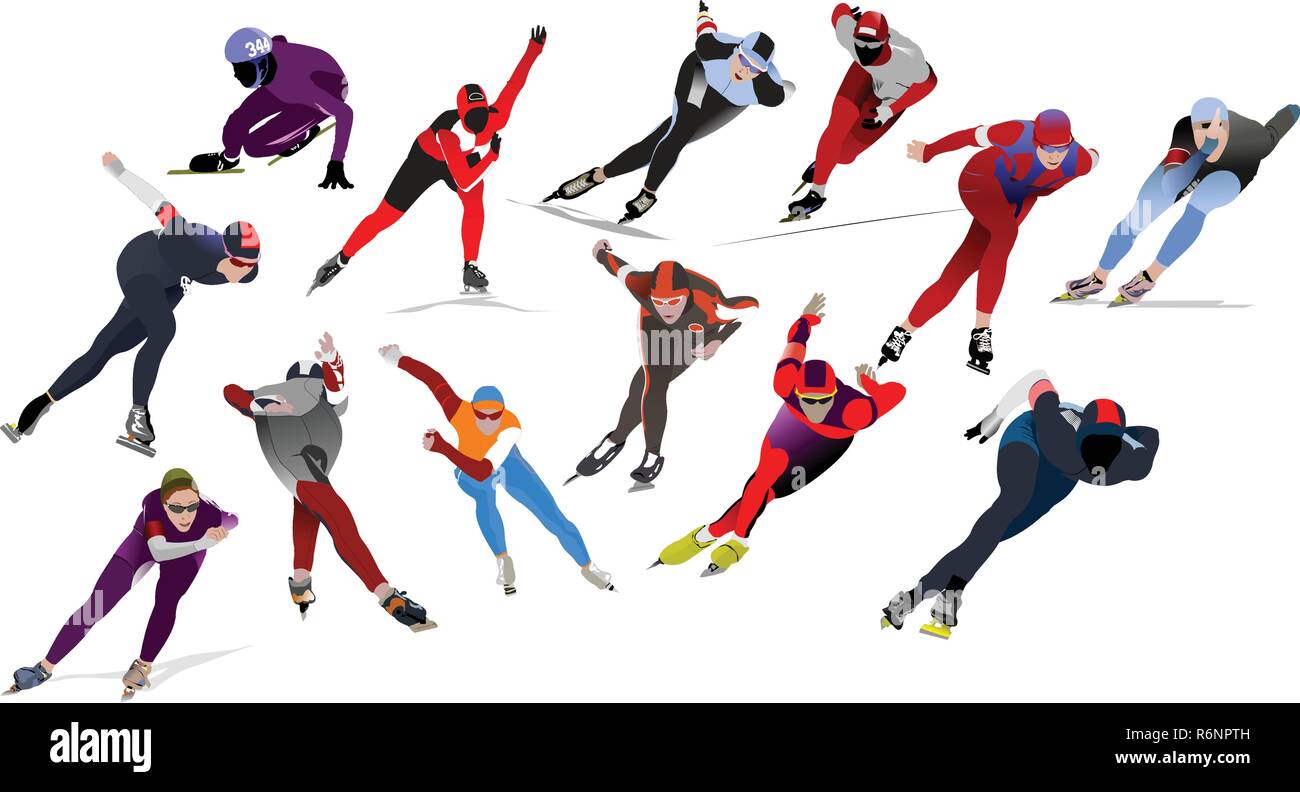 Speed skating. Vector illustration Stock Vector Image & Art - Alamy