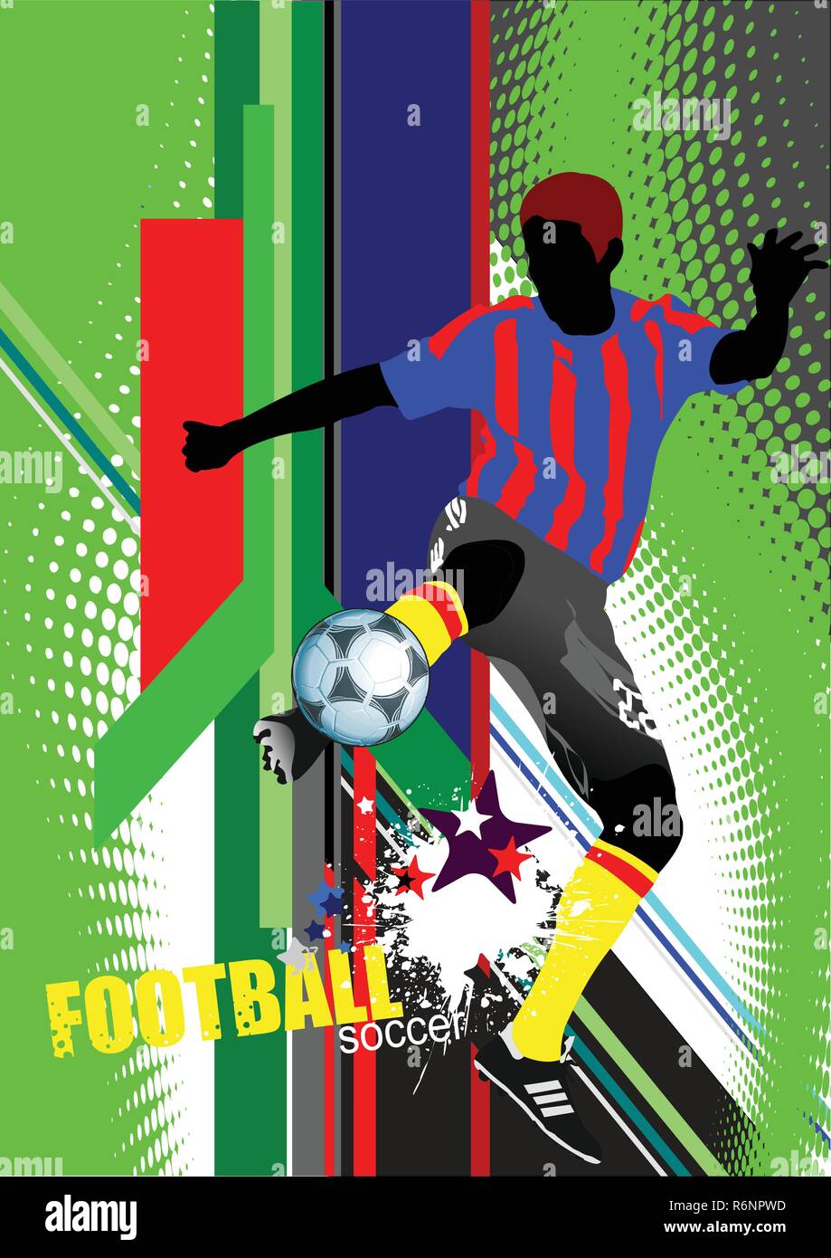Football Poster. Soccer player. Colored Vector illustration for ...