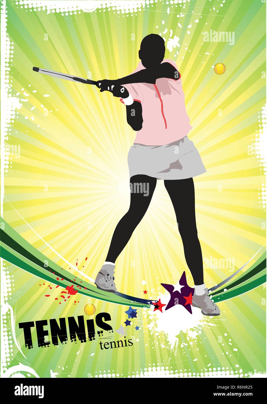 Tennis player poster. Colored Vector illustration for designers Stock ...