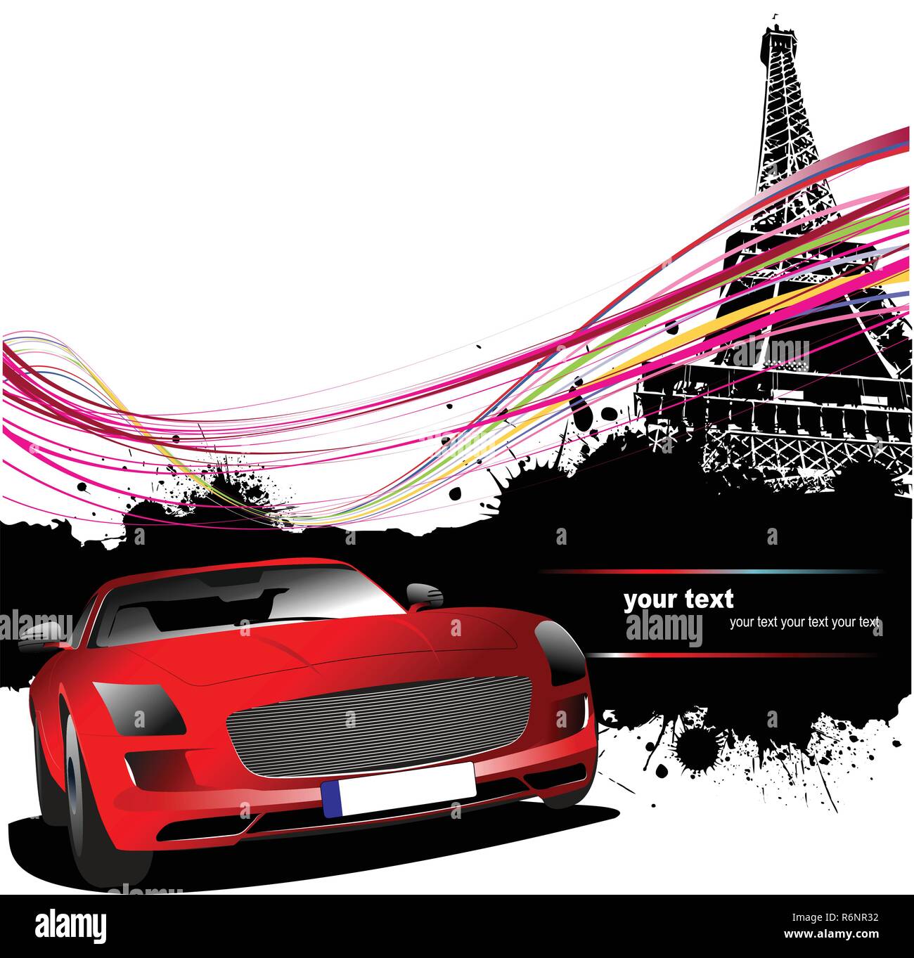 Red car with Paris image background. Vector illustration Stock Vector ...