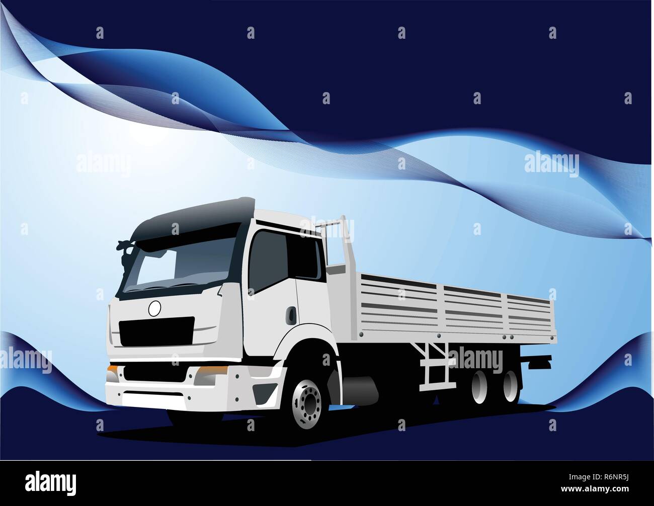 Blue wave background with lorry image. Vector illustration Stock Vector ...