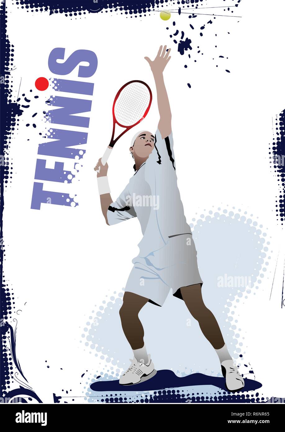 Tennis player poster. Colored Vector illustration for designers Stock ...