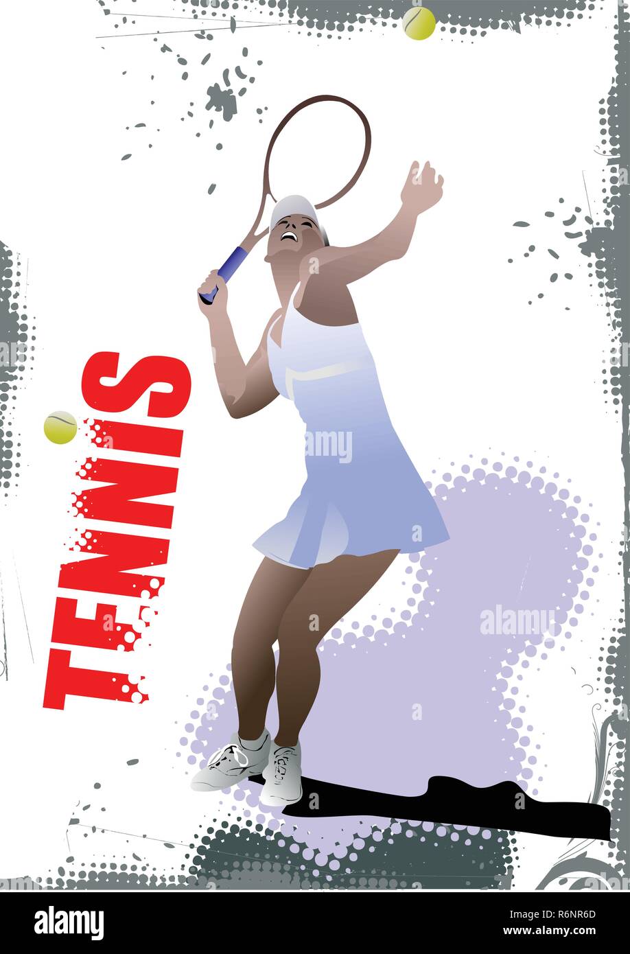Tennis player poster. Colored Vector illustration for designers Stock ...