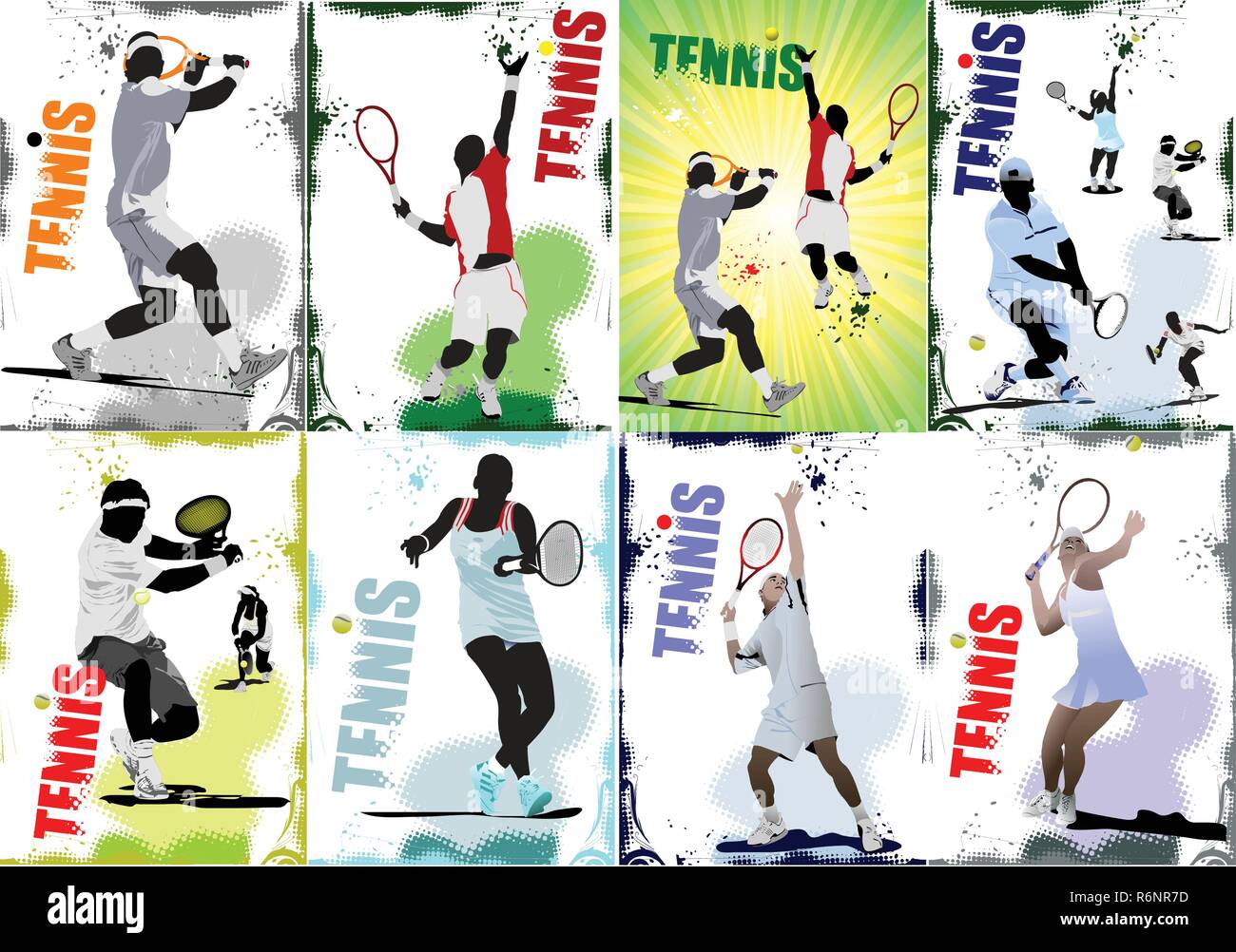 Tennis player poster. Colored Vector illustration for designers Stock ...