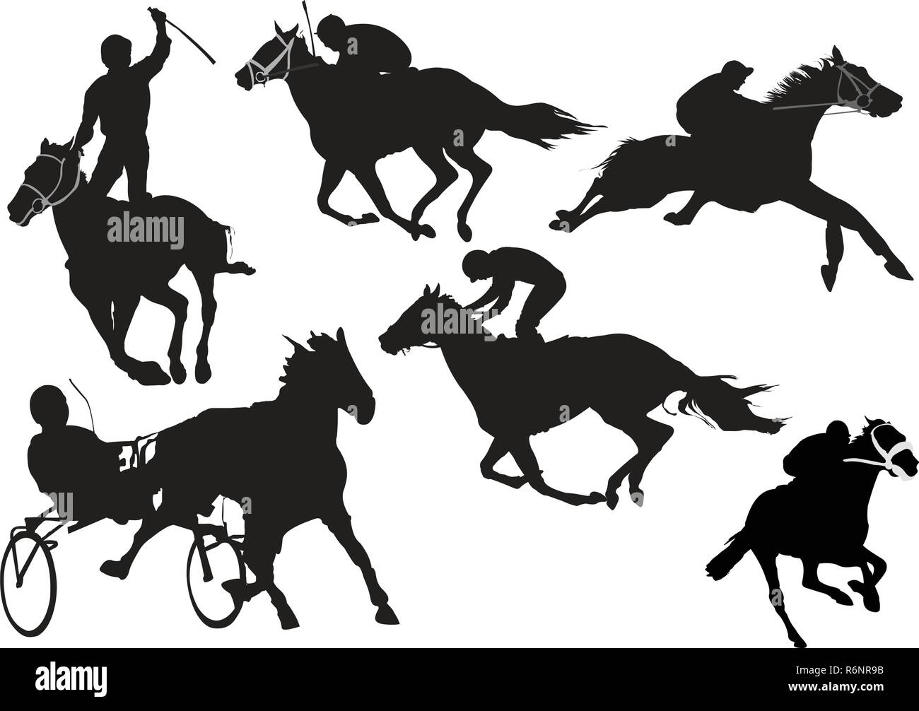 Horse racing silhouettes. Colored Vector illustration for designers ...