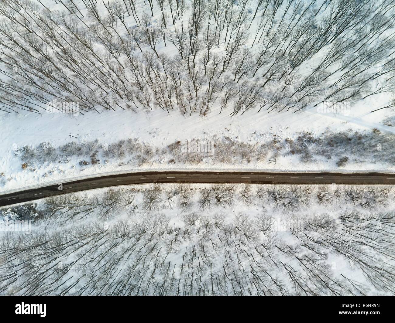 Snowy Mountain Road Stock Photo - Alamy