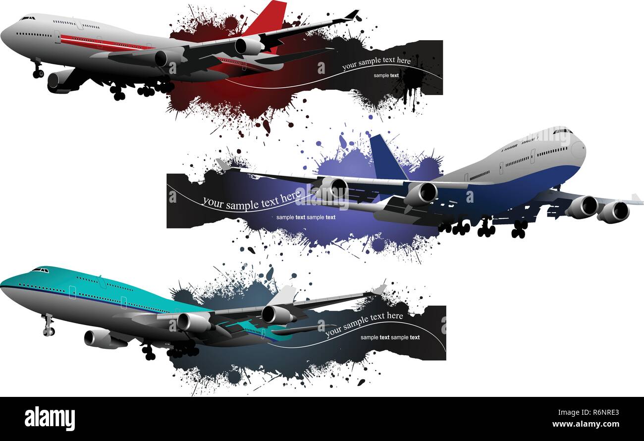 Three banners of plane. Vector illustration Stock Vector Image & Art ...