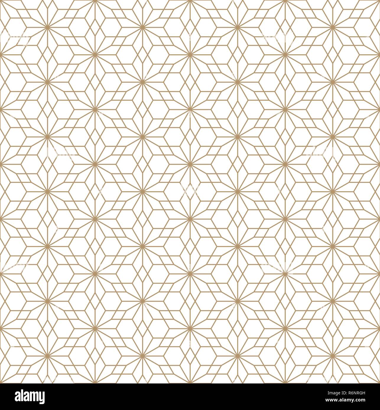 Japanese seamless Kumiko pattern in golden silhouette with fine lines ...