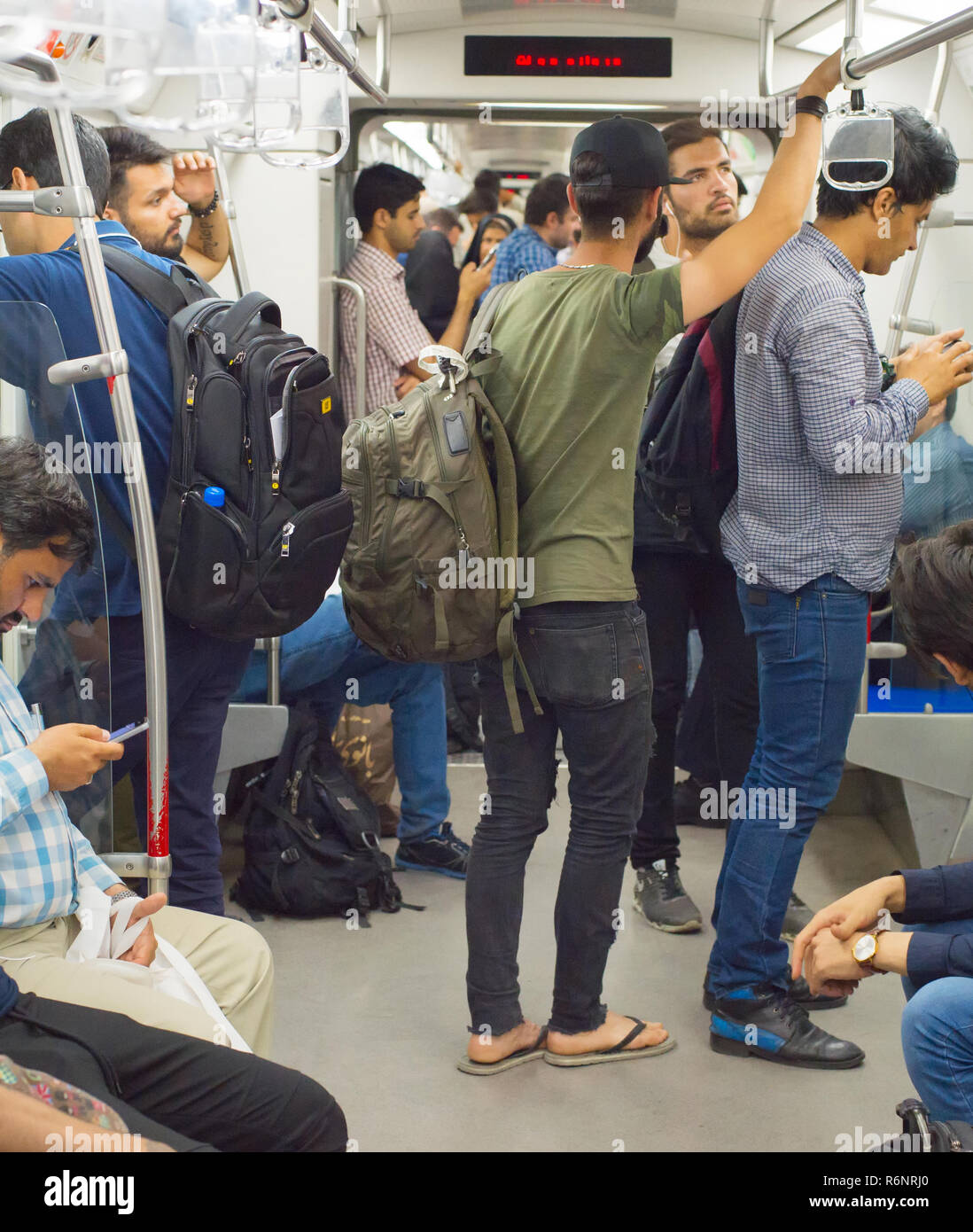 TEHRAN, IRAN - MAY 22, 2017: People at metro train in Tehran. The metro ...