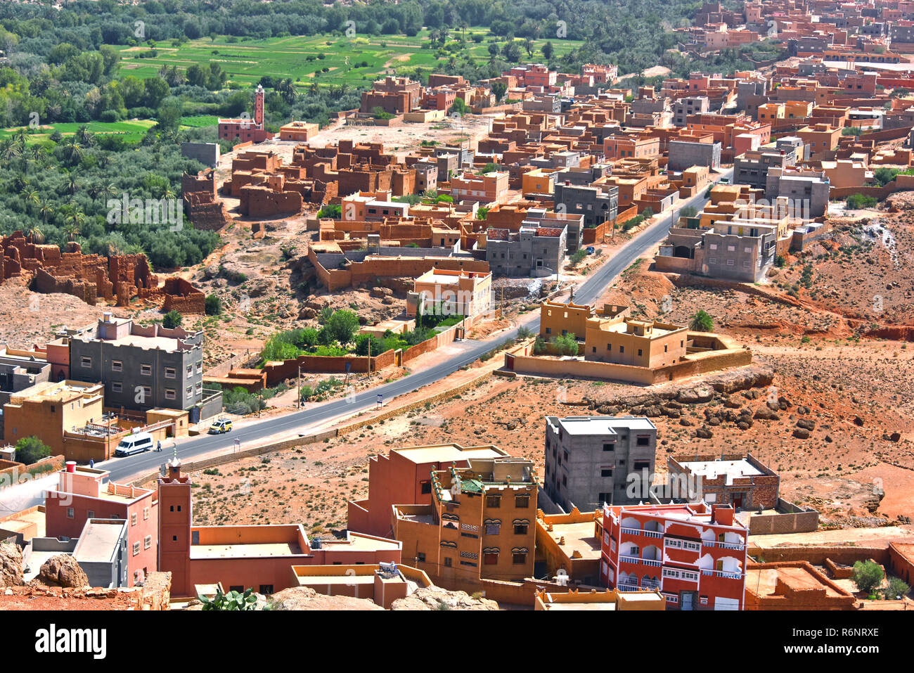 View of the city of Tinghir in Atlas Mountains region in Morocco Stock ...