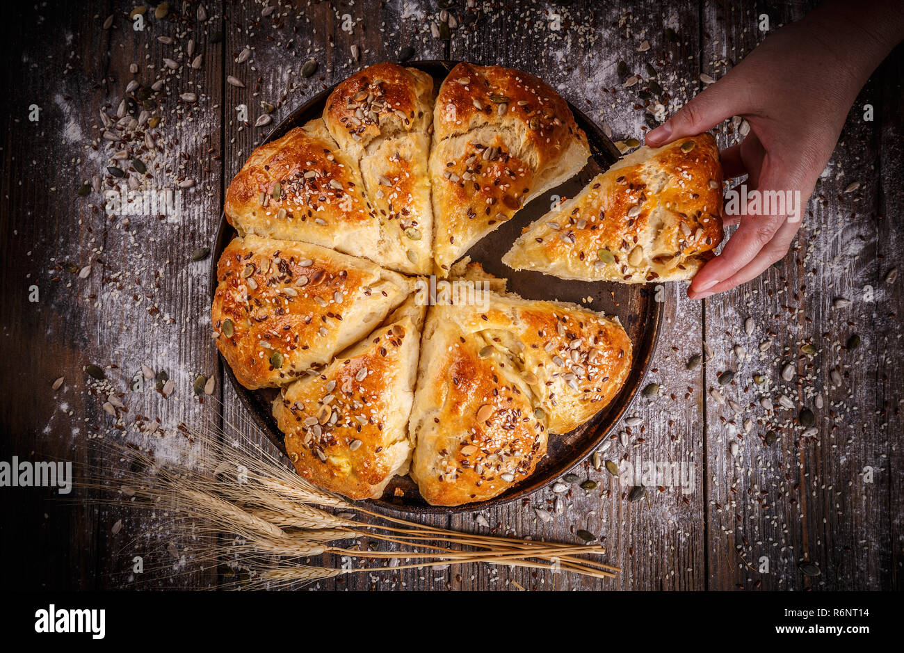 Fresh breakfast triangle buns Stock Photo - Alamy