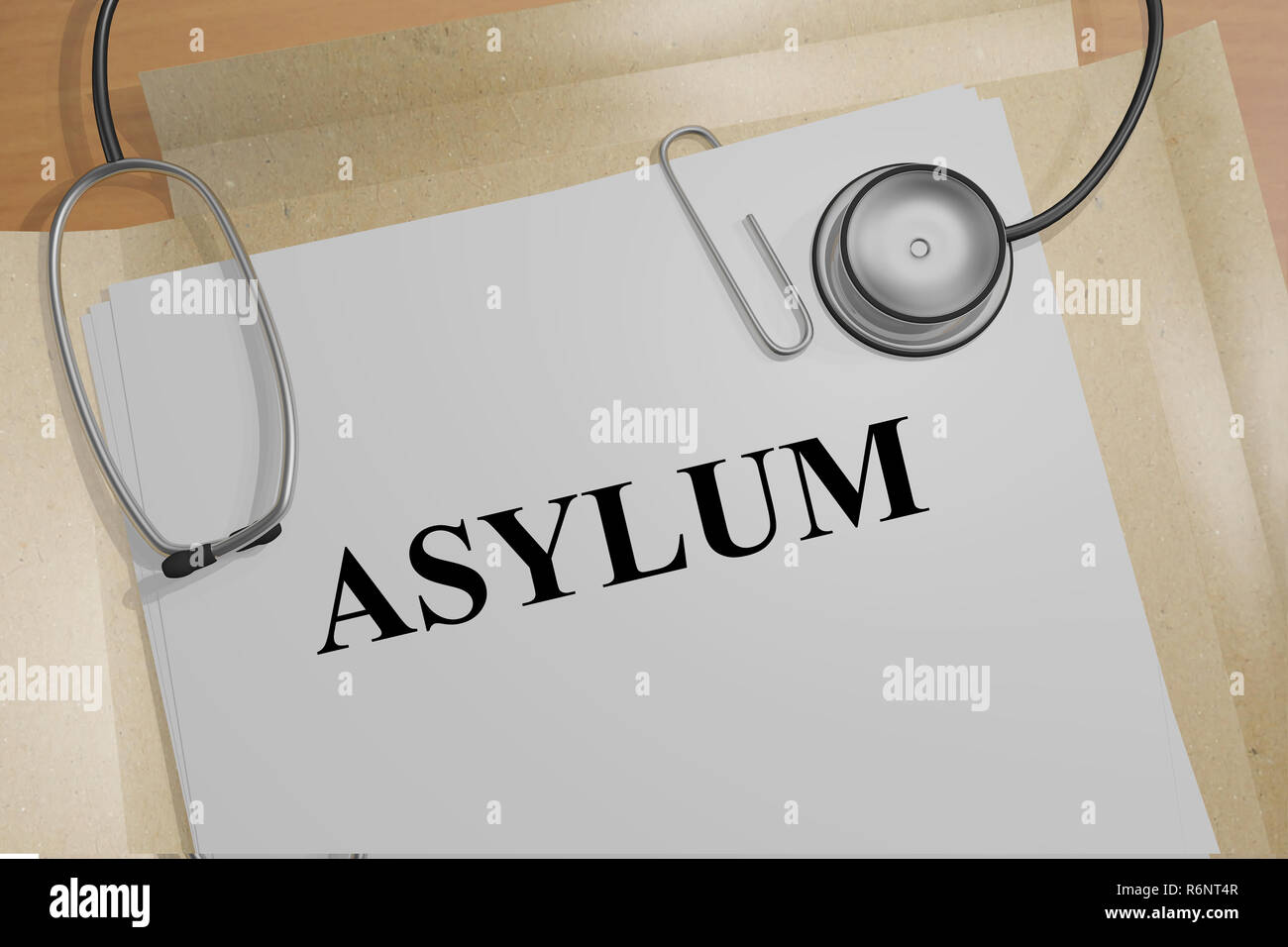 3D illustration of ASYLUM title on a medical document Stock Photo - Alamy