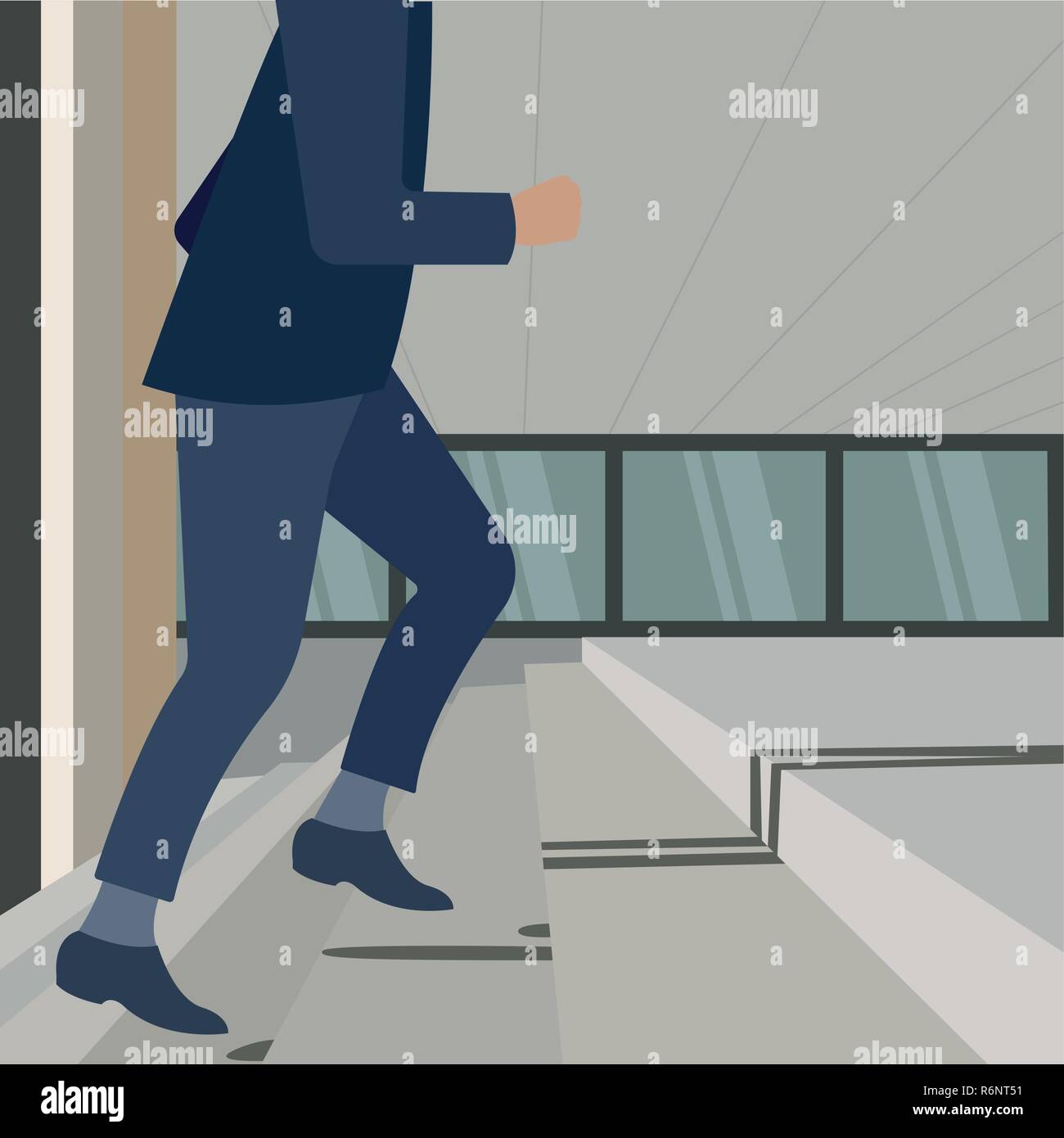 Image of confident businessman walking upstairs illustration Stock ...