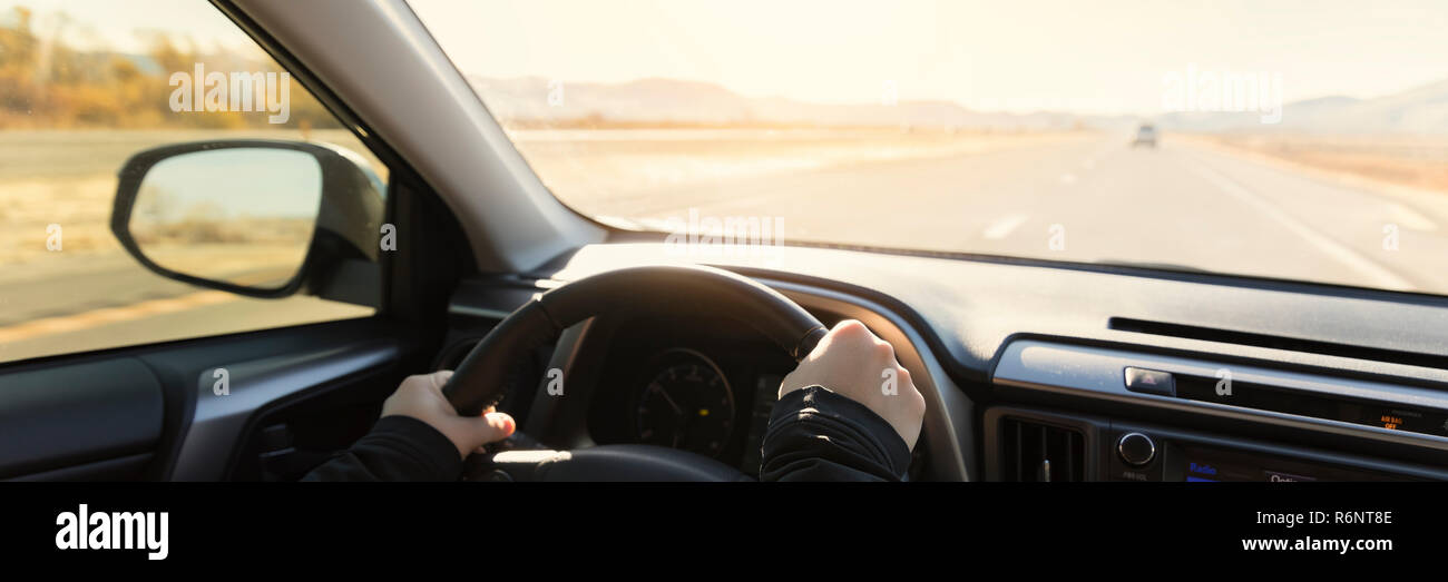 Driving a car view on the road Stock Photo - Alamy