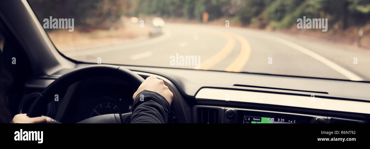 Driving a car view on the road Stock Photo - Alamy
