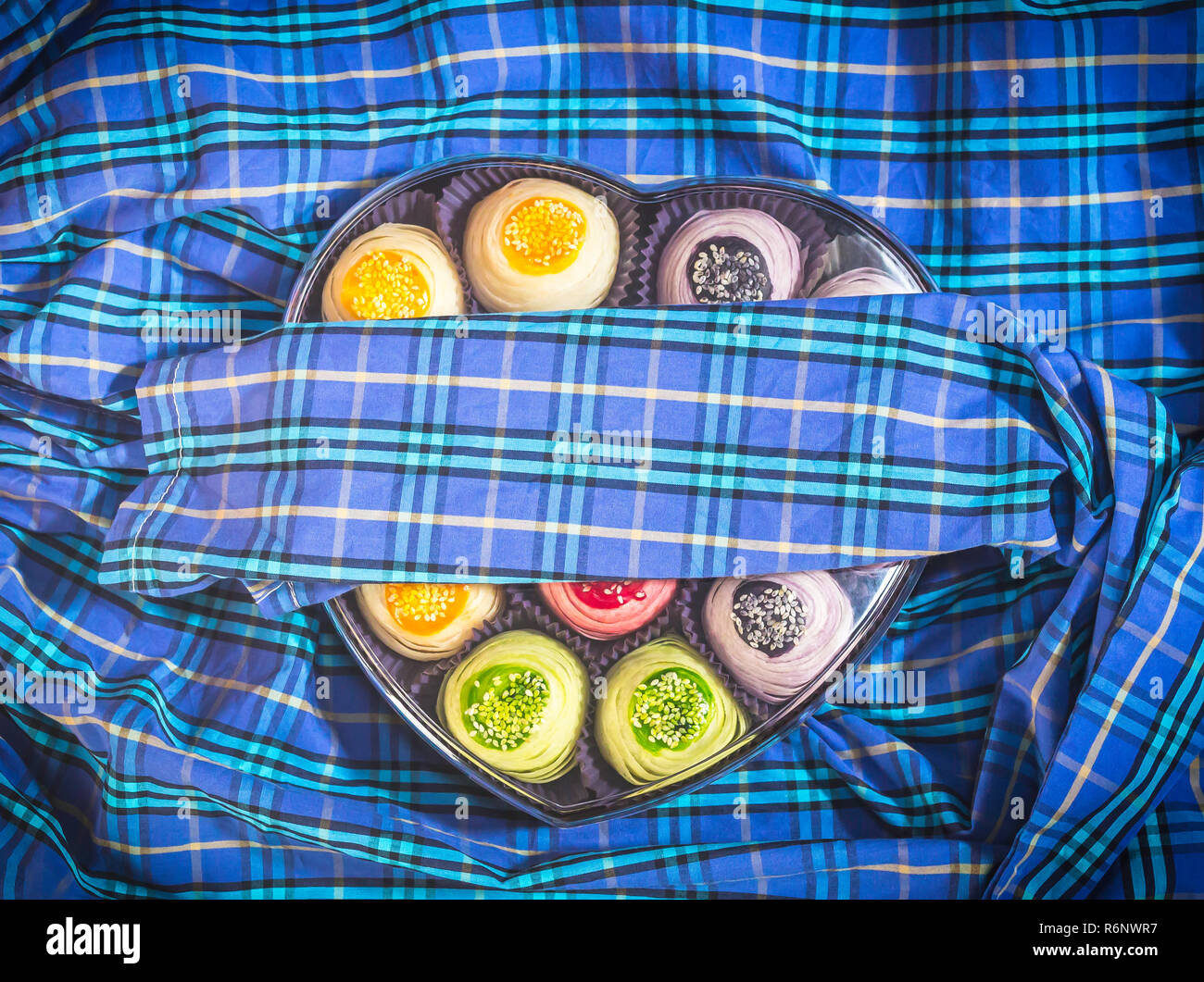 Many sweets in heart box Stock Photo - Alamy