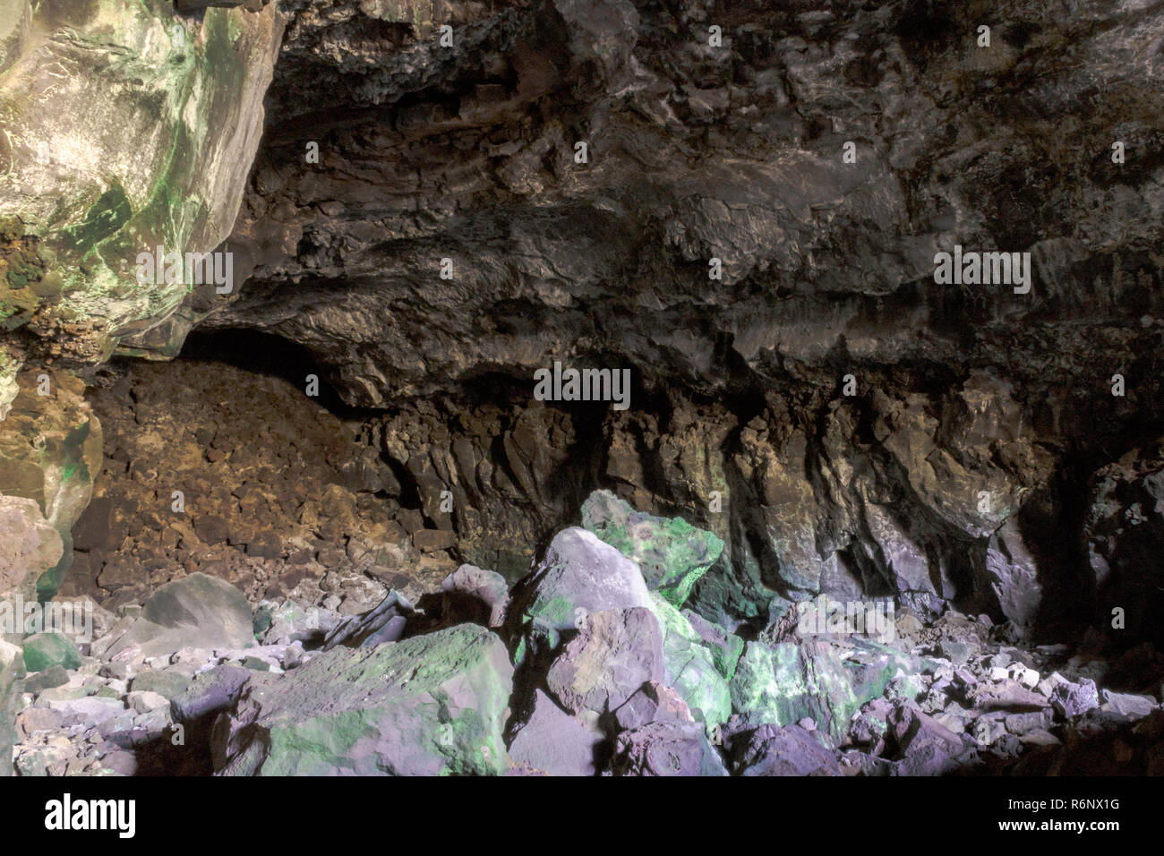Inside volcanic cave "Cueva de los Verdes Stock Photo - Alamy