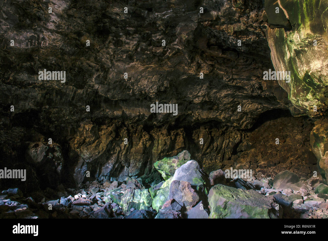 Inside volcanic cave "Cueva de los Verdes Stock Photo - Alamy