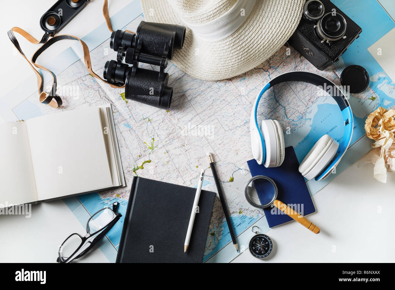 Airplane passport map travel time trip hi-res stock photography and ...