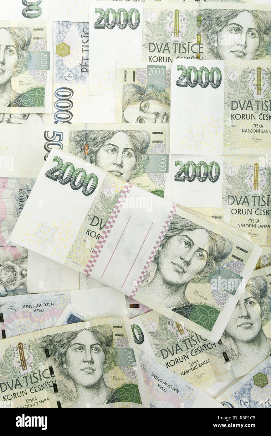 czech banknotes crowns background Stock Photo - Alamy