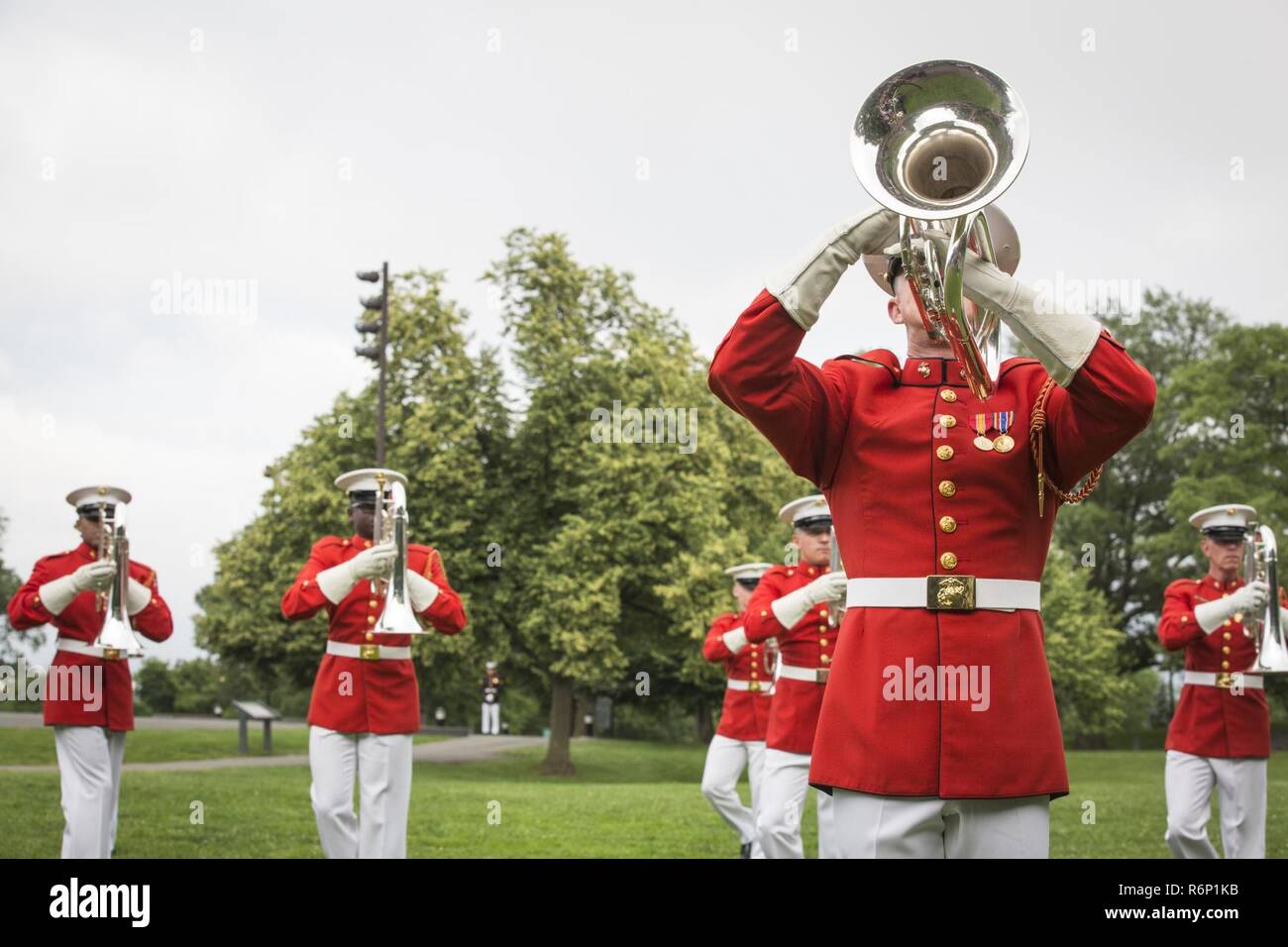 U.S. Marines with the United States Marine Drum and Bugle Corps perform ...