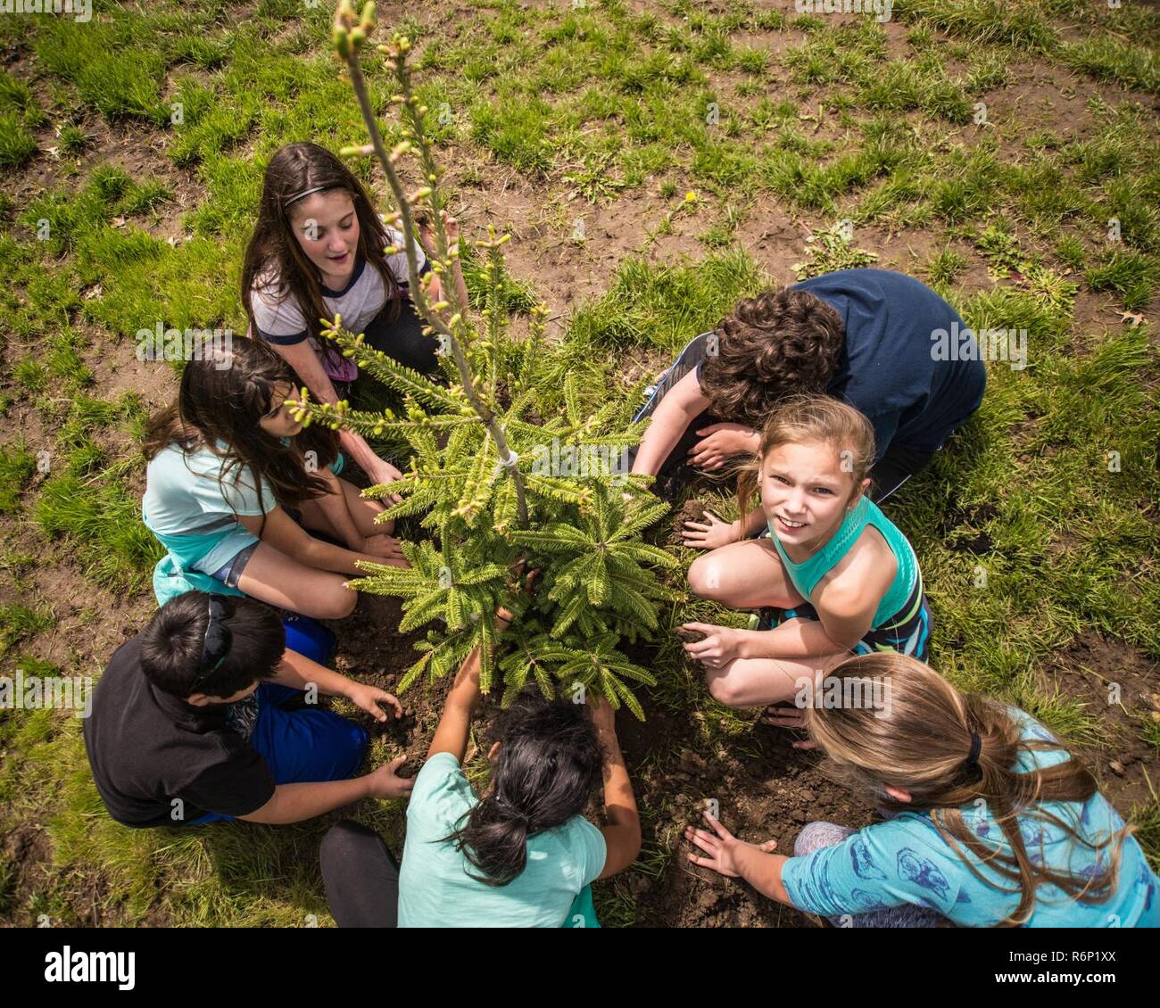 Children from Hyde Elementary School plant trees at Hyde Park in honor ...