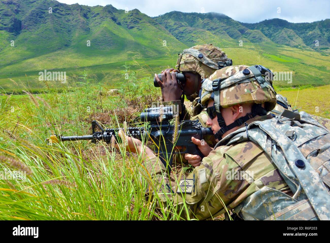 WAIALUA, Hawaii- Military Police Soldiers Pfc. Mason Clifton (right ...