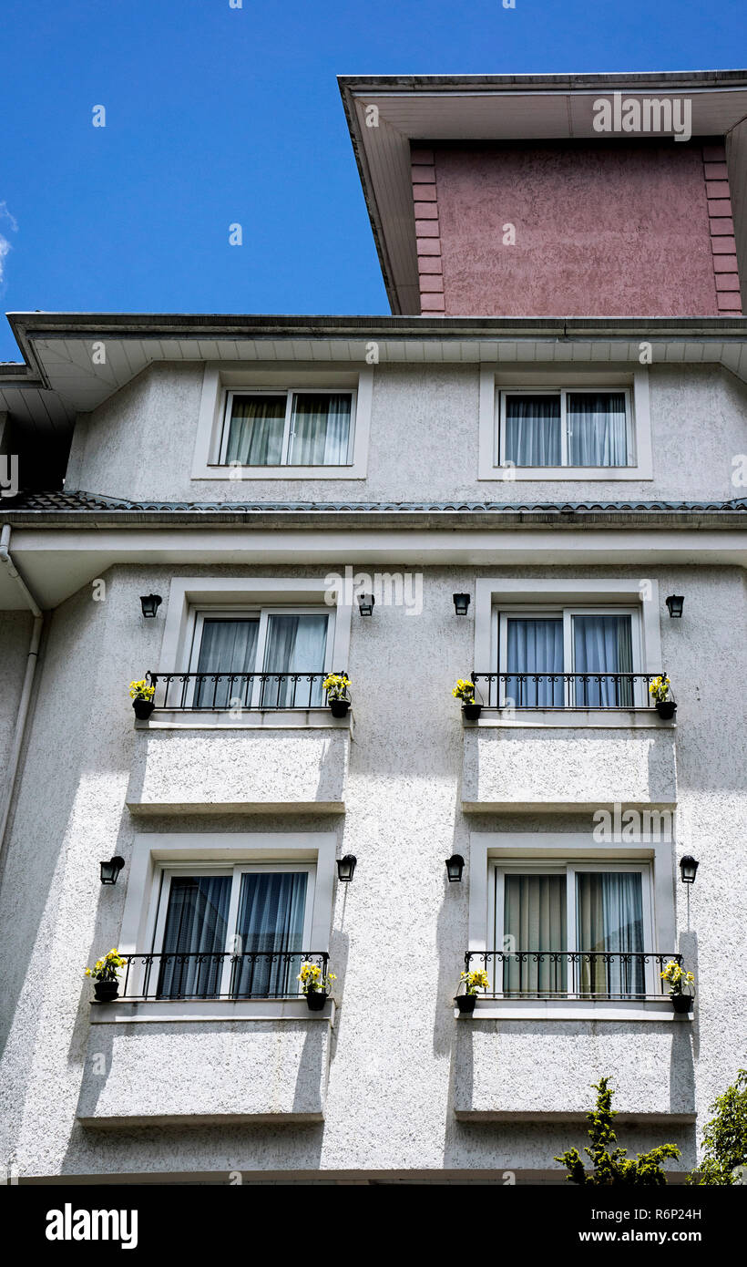 potted windows terrace building Stock Photo - Alamy
